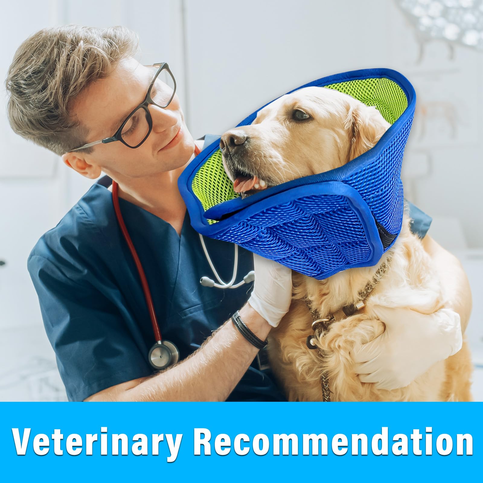 iTecFreely-Soft-Dog-Cone-Collar-After-Surgery Extra-Soft-and-Adjustable-Dog-Recovêry-Cone-Collar Breathable-Lightweight-Dog-Cone-Collar-Suitable-for-Large-Dogs