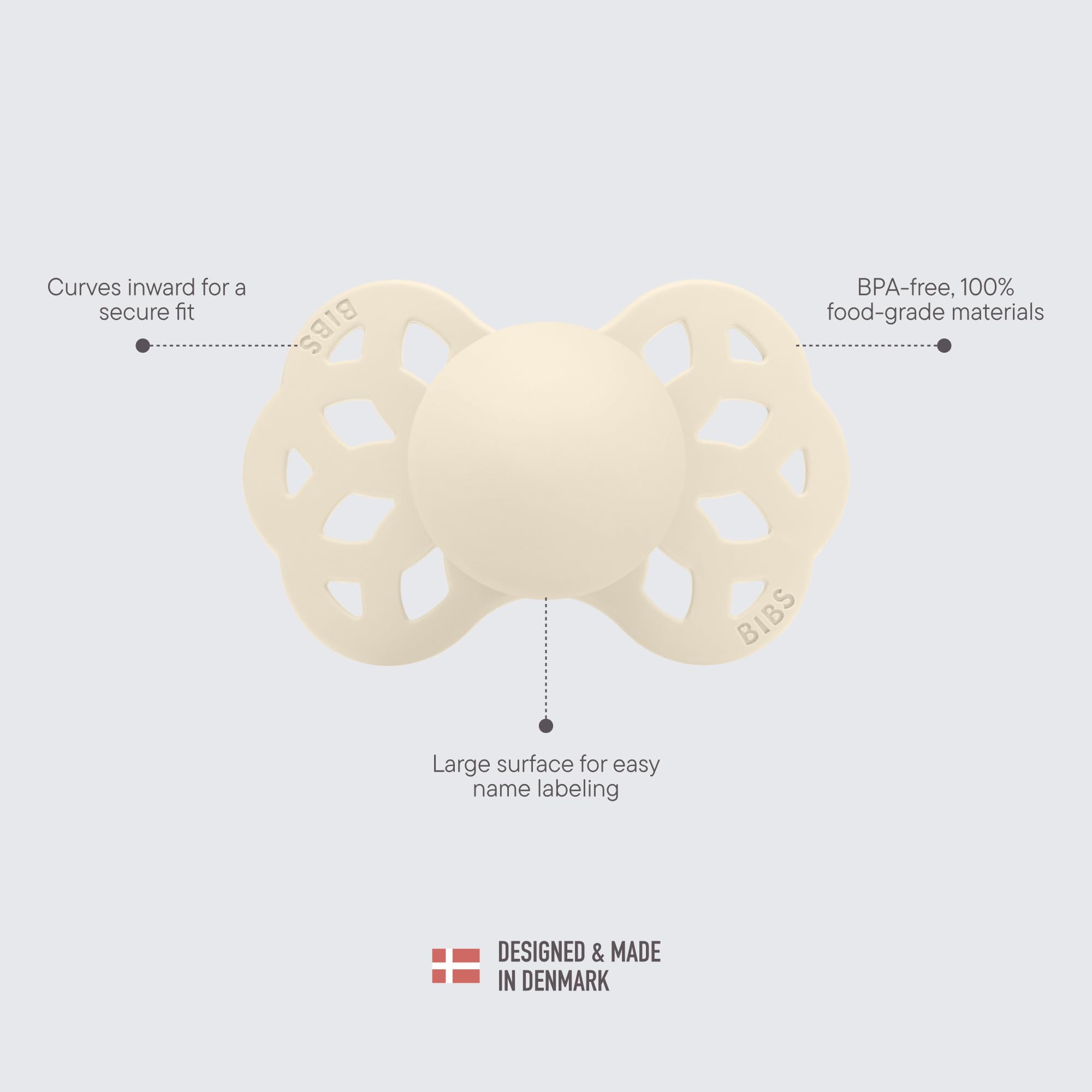 BIBS Pacifiers - Infinity Collection with Anatomical Nipple| BPA-Free Baby Pacifier | Made in Denmark | Set of 2 Blossom/Dusky Lilac Color Premium Soothers | Size 6-18 Months