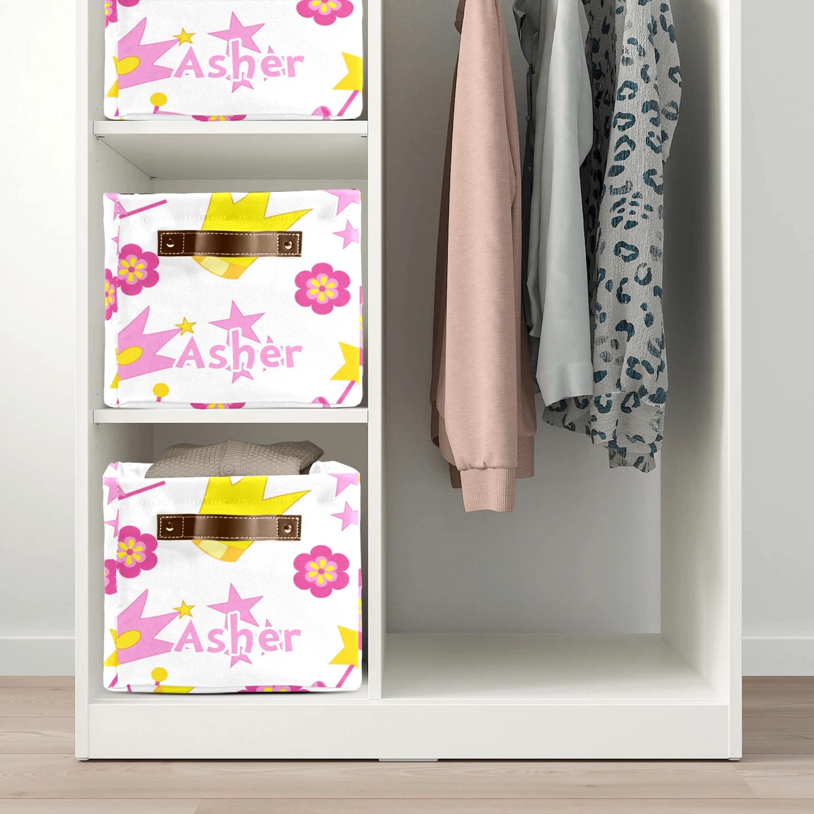 Deven A Lovely Princess Personalized Large Storage Baskets for Organizing Shelves with Handle,Closet Decorative Storage Bins for Toy, Bathroom,Nursery,Home 1 Pack