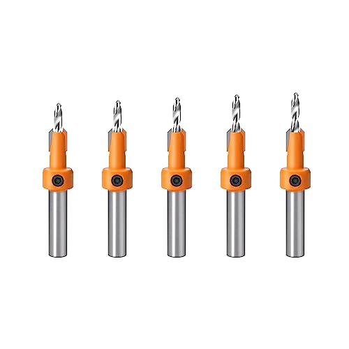 Countersink Drill Bit Set Wood Hole Drill Bit Timber Wood Working Drill Bits for Wood Screw Cutter with Hex Key Wrenchďź5pcs 10mm)