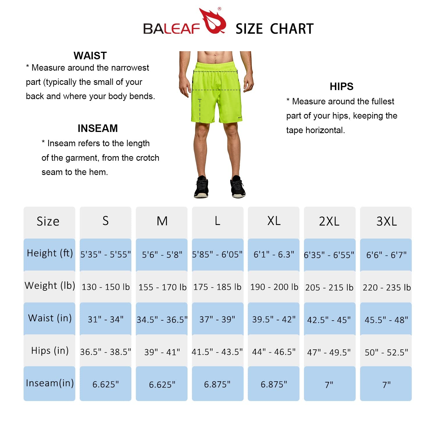 BALEAF Men's 7 Inches 2 in 1 Running Workout Shorts Quick Dry Lightweight Athletic Shorts Liner Back Phone Pocket Black L