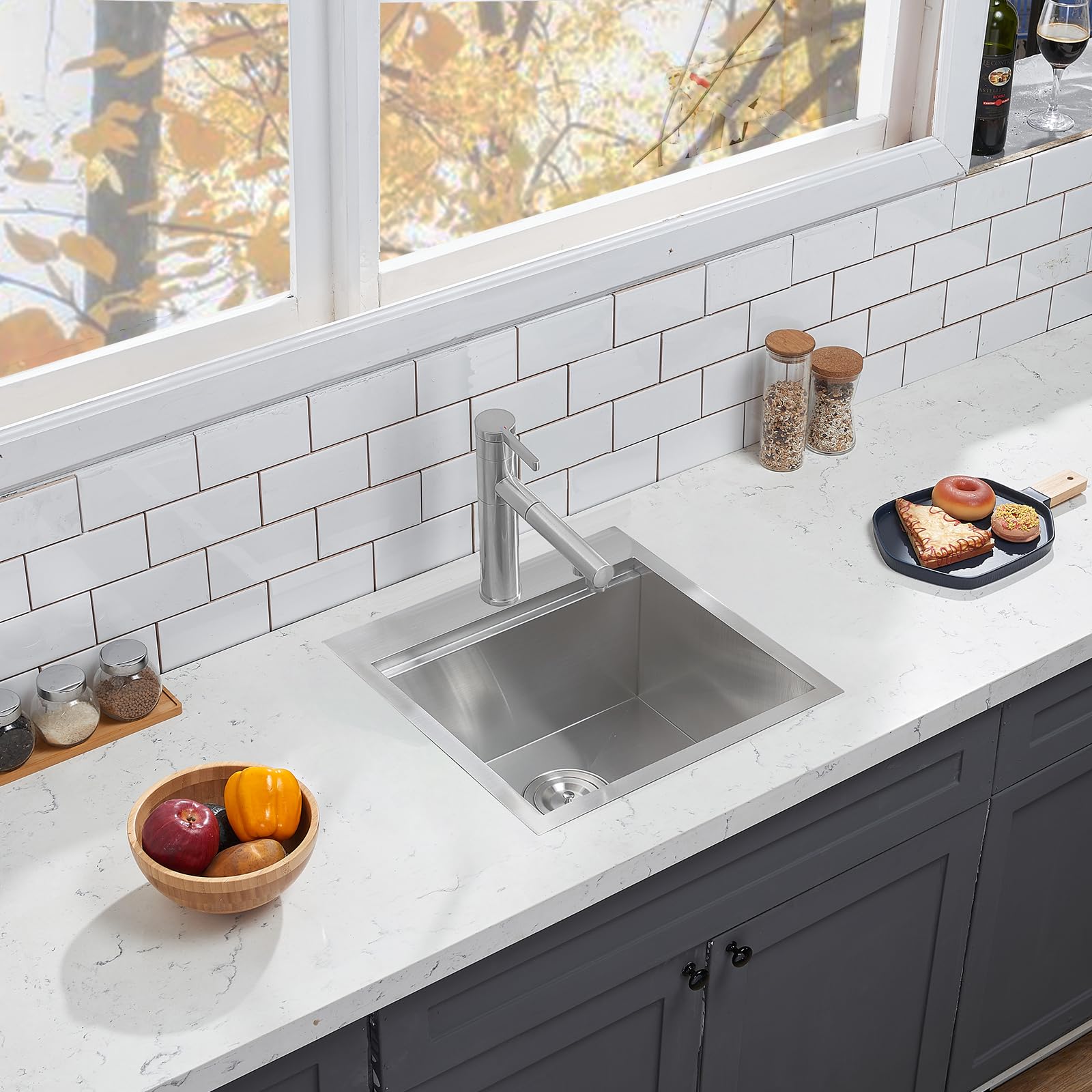 Black Farmhouse Sink, Stainless Steel Apron-Front Farm Sink, Single Bowl 33 Inch Farmhouse Kitchen Sink Workstation With Accessories