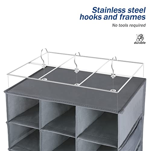 coastal rose Hanging Shoe Organizer for Closet, 24 Sections Shoe Holder Hanger Rack, Space-saving Shoe Organizers and Storage, Grey