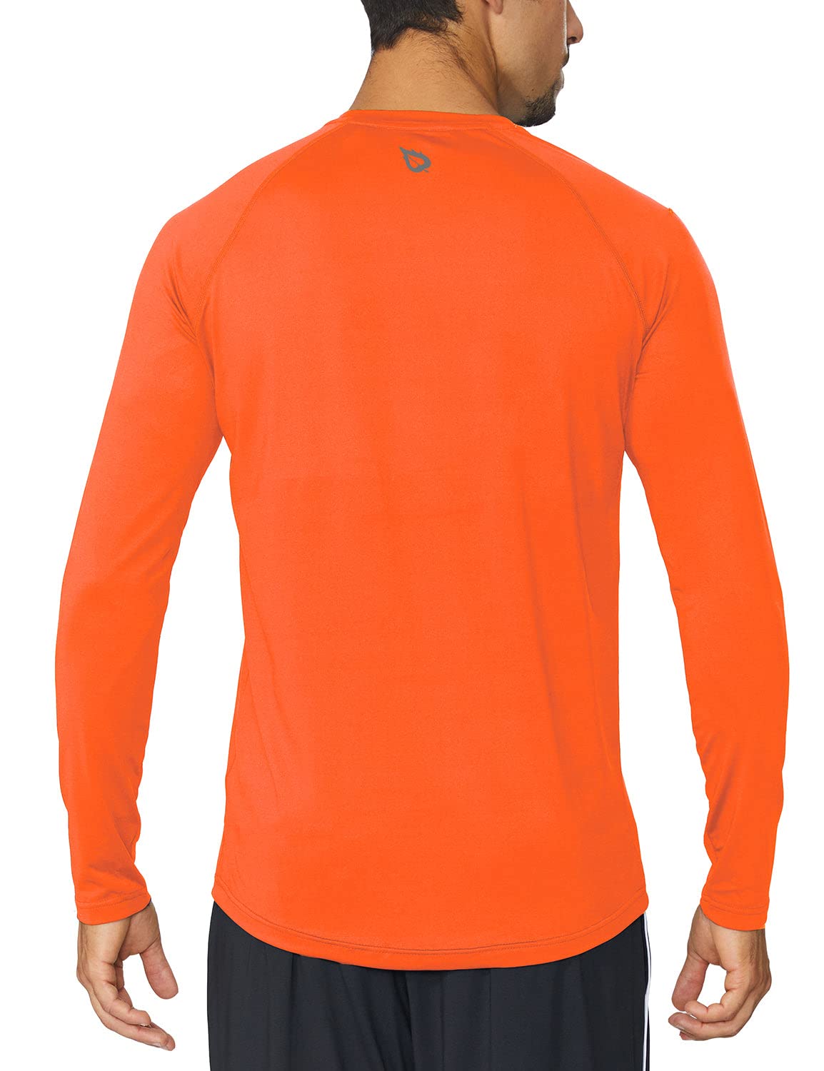 BALEAF Men's Long Sleeve Running Shirts Quick Dry Workout Shirts Athletic T-Shirts Lightweight Soft Fishing Tee Tops Orange Size XL