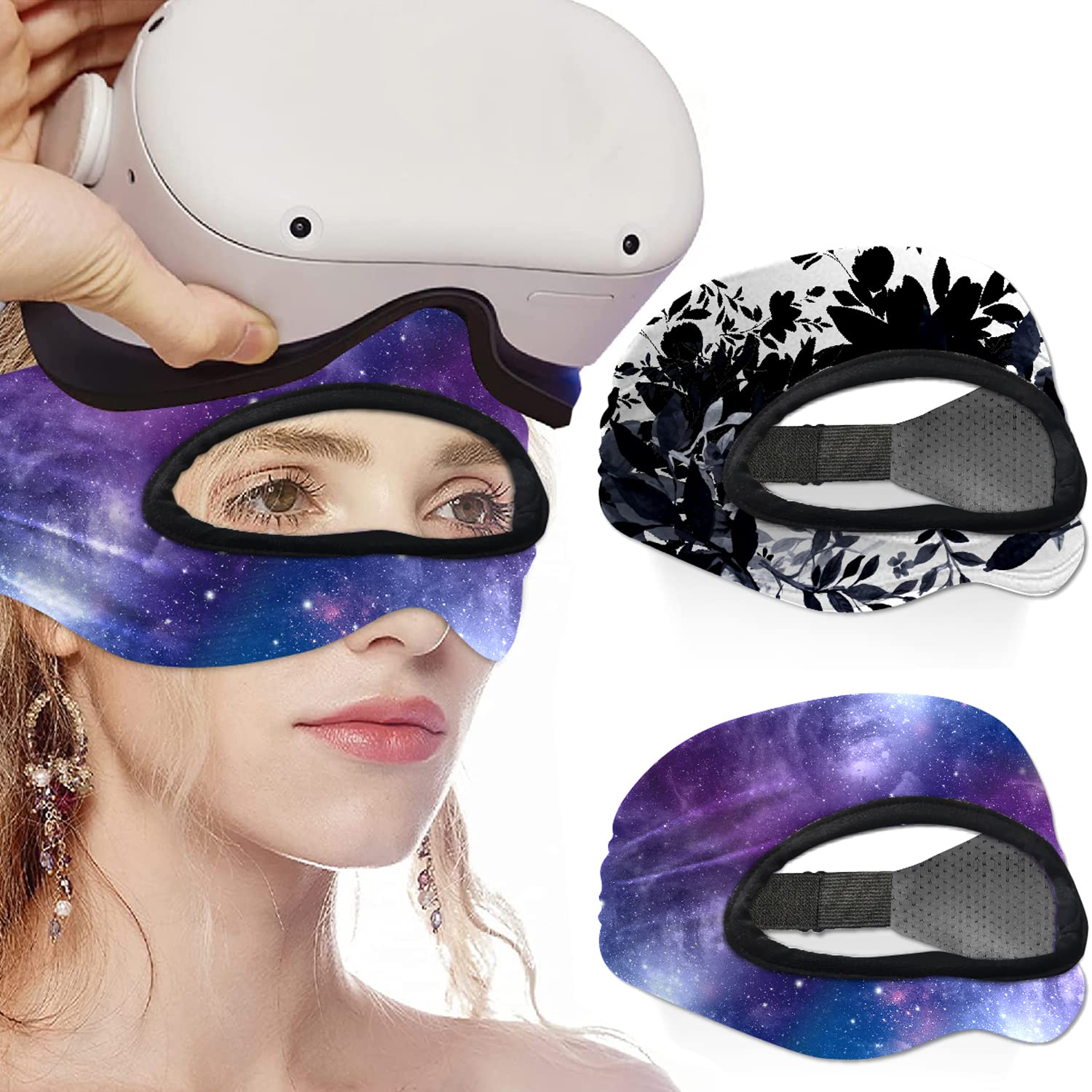 Busjoy VR Mask Sweat Band for Meta/Oculus Quest 2 Accessories, Universal Home Eye Mask Cover Adjustable Breathable Face Cover for VR Workouts Use