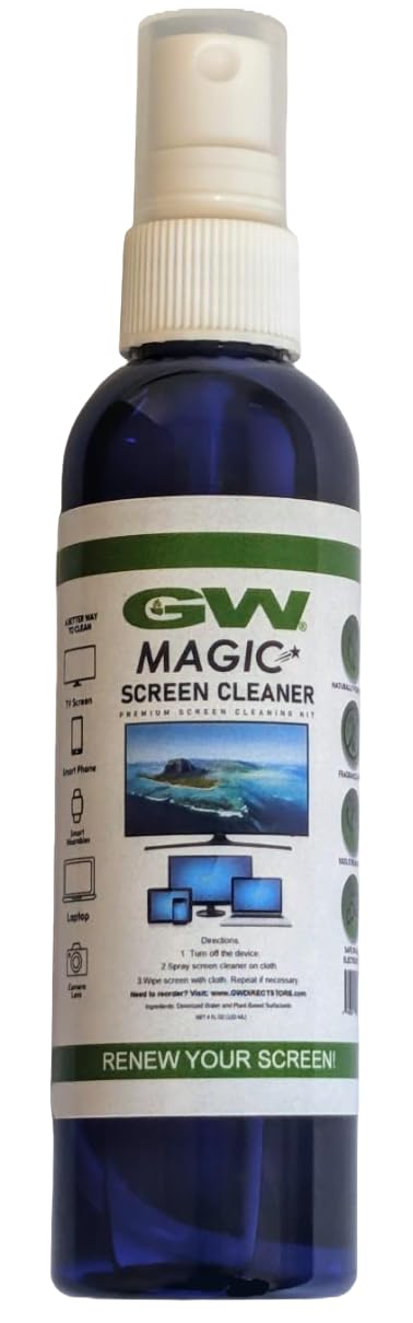 GW Deluxe Magic Screen Cleaner Kit for Ultra HD 4k HDR OLED TV, Laptop and Tablet Screens with 2 Premium Microfiber Cloths and Larger Spray Bottle