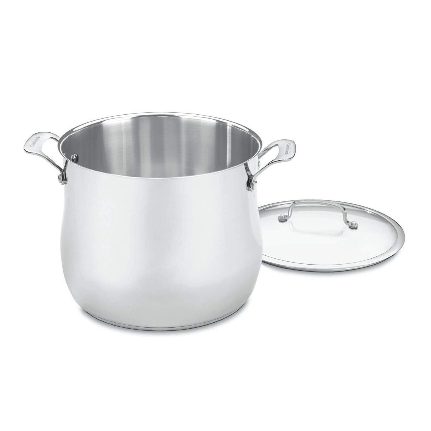 Cuisinart Contour Stainless 12-Quart Stockpot with Glass Cover, Silver
