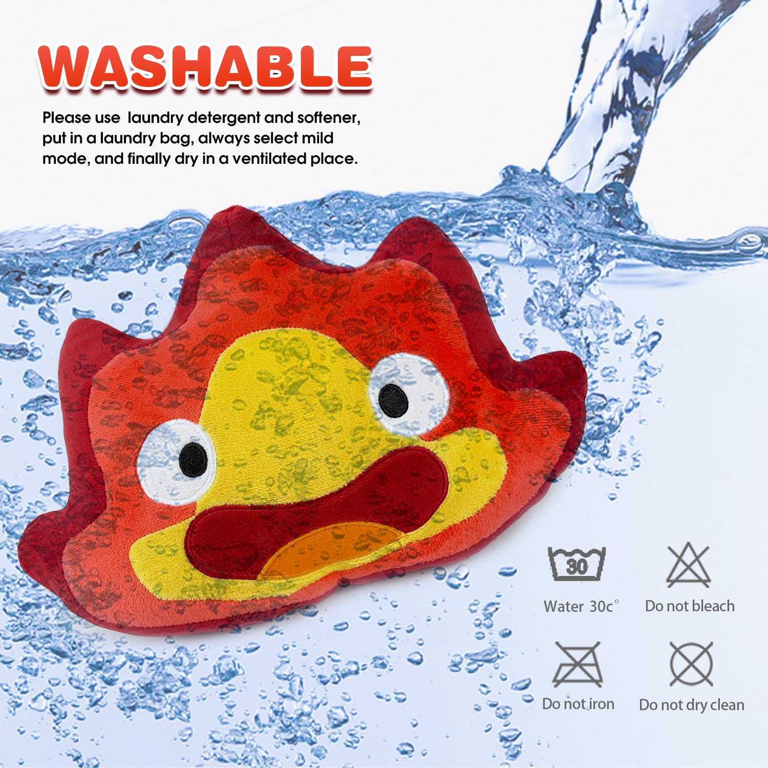 Birsppy Amishify 12.9 inch Calcifer Plush Fire Demon Pillow (complimentary Calcifer Keychain)
