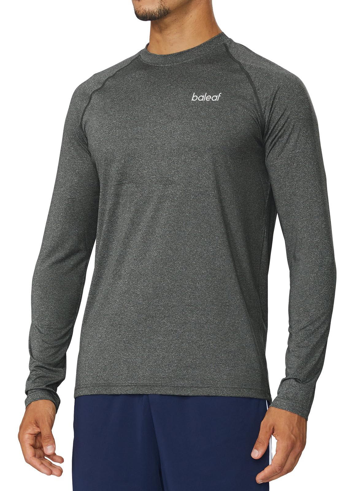 BALEAF Men's Long Sleeve Running Shirts Quick Dry Workout Shirts Athletic T-Shirts Lightweight Soft Fishing Tee Tops Blue Size M