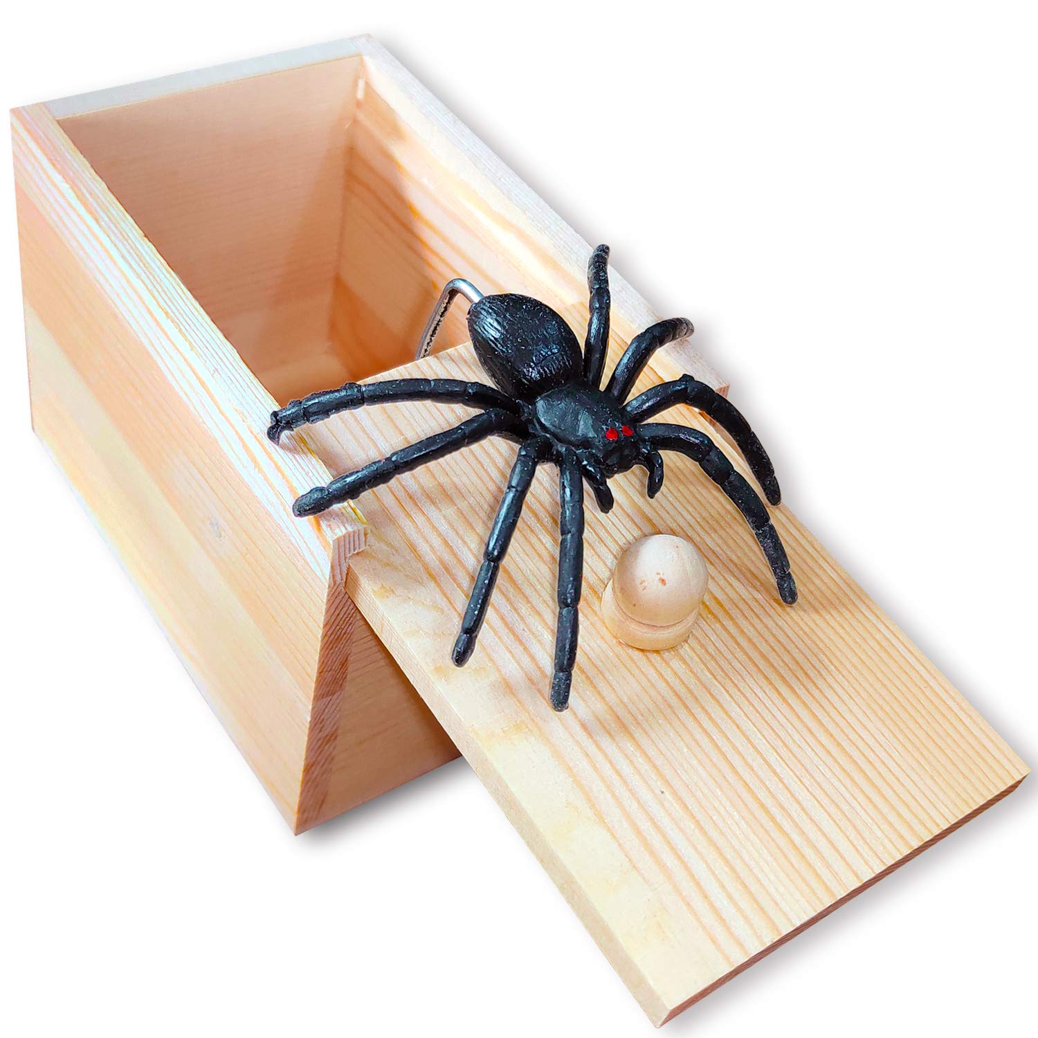 GIIOASA Rubber Spider Prank Surprise Box,Handcrafted Wooden Surprise Box, Fun Practical Surprise Joke Boxes,SpiderBox-Single