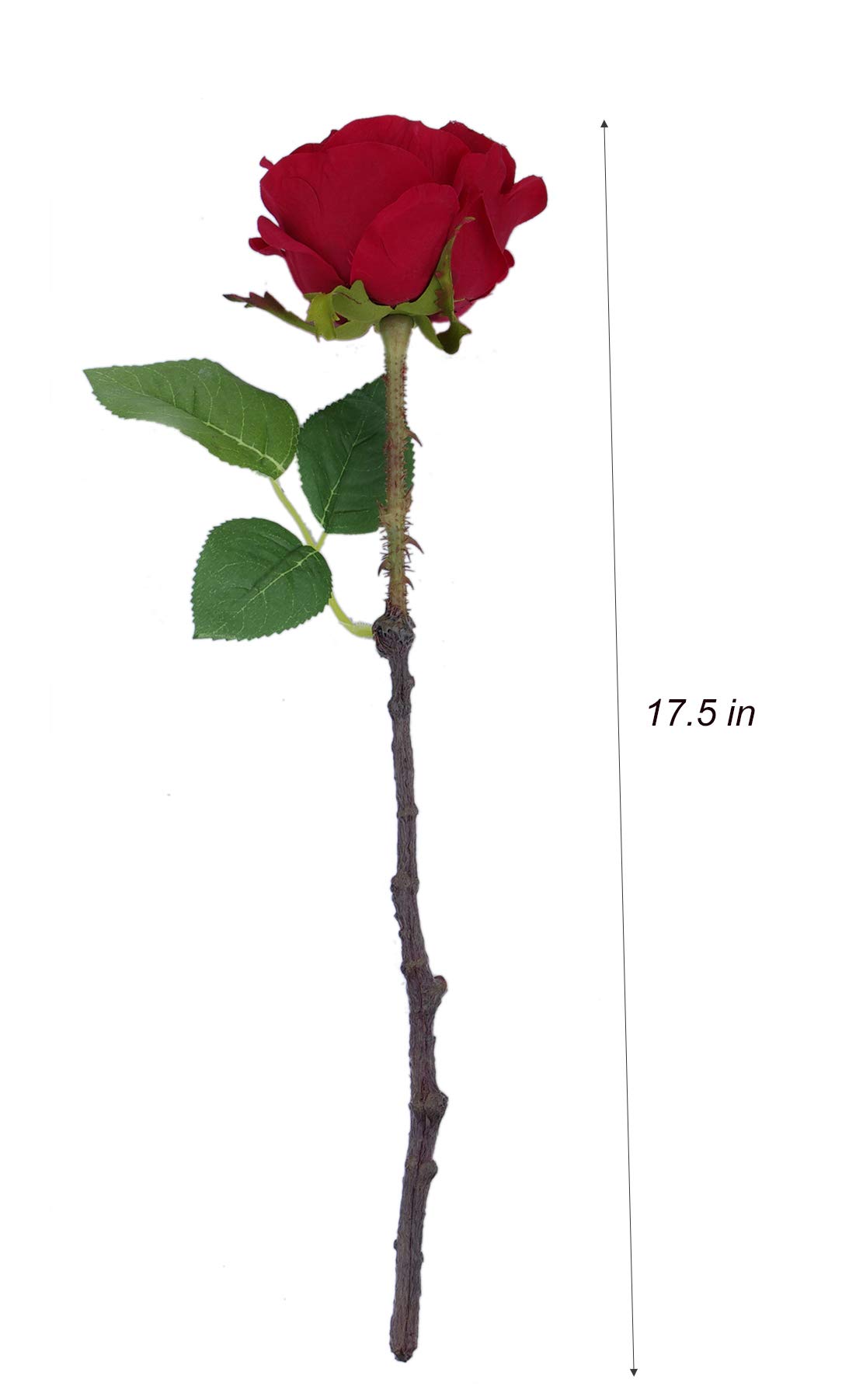 Final Sale-Extra-Realistic & Large Artificial Silk Garden Rose Flowers | Faux Peony Stems | Set of 4 | Red