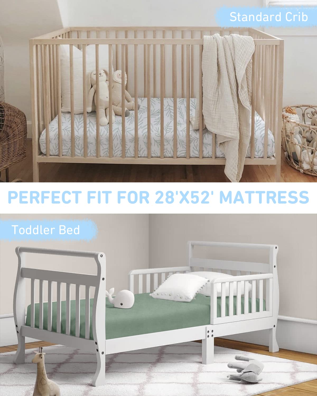 Babebay Bassinet Sheet Fitted for Baby Boy and Girl, Jersey Knit Cotton for Natural Comfort Fitted for Oval, Hourglass and Rectangular Mattress, Soft and Safe, 2 Pack (Rainbow and Sun)