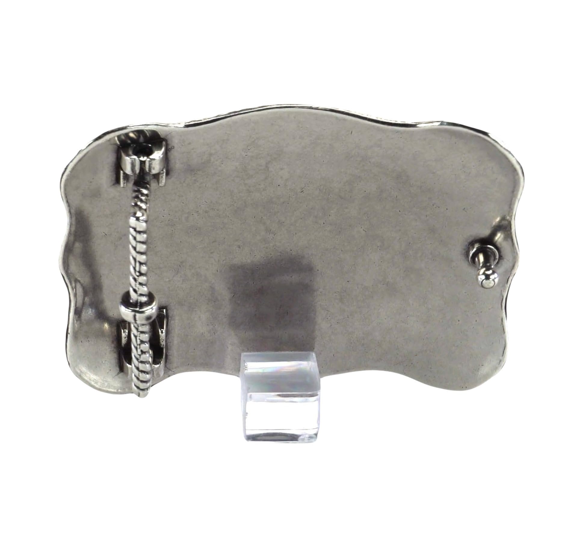 ARIAT Scalloped Logo Buckle with Twisted Rope Edge, Floral Scrolls, Filigree Detailing, 3 ¾" x 2 ¾"