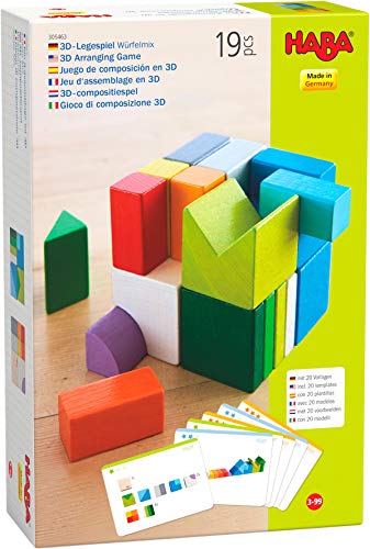 HABA Chromatix Wooden Blocks - 19 Piece Building Block Set - for Children Ages 3+