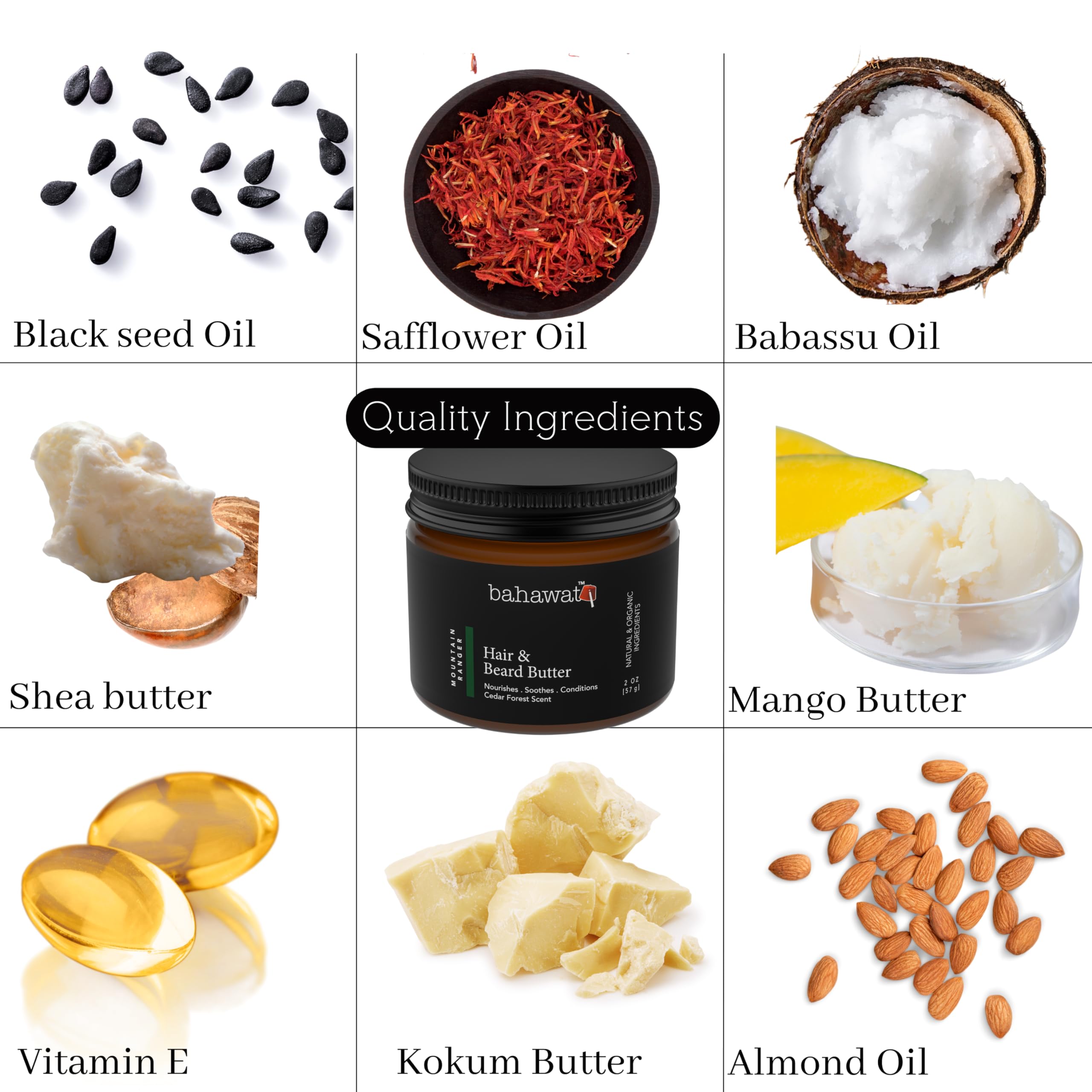 BAHAWAT Hair & Beard Butter -Cedar Forest - Strengthen & Soften Leave in Conditioner β Natural Ingredients | The Best Beard Butter- 2oz- packaging may vary