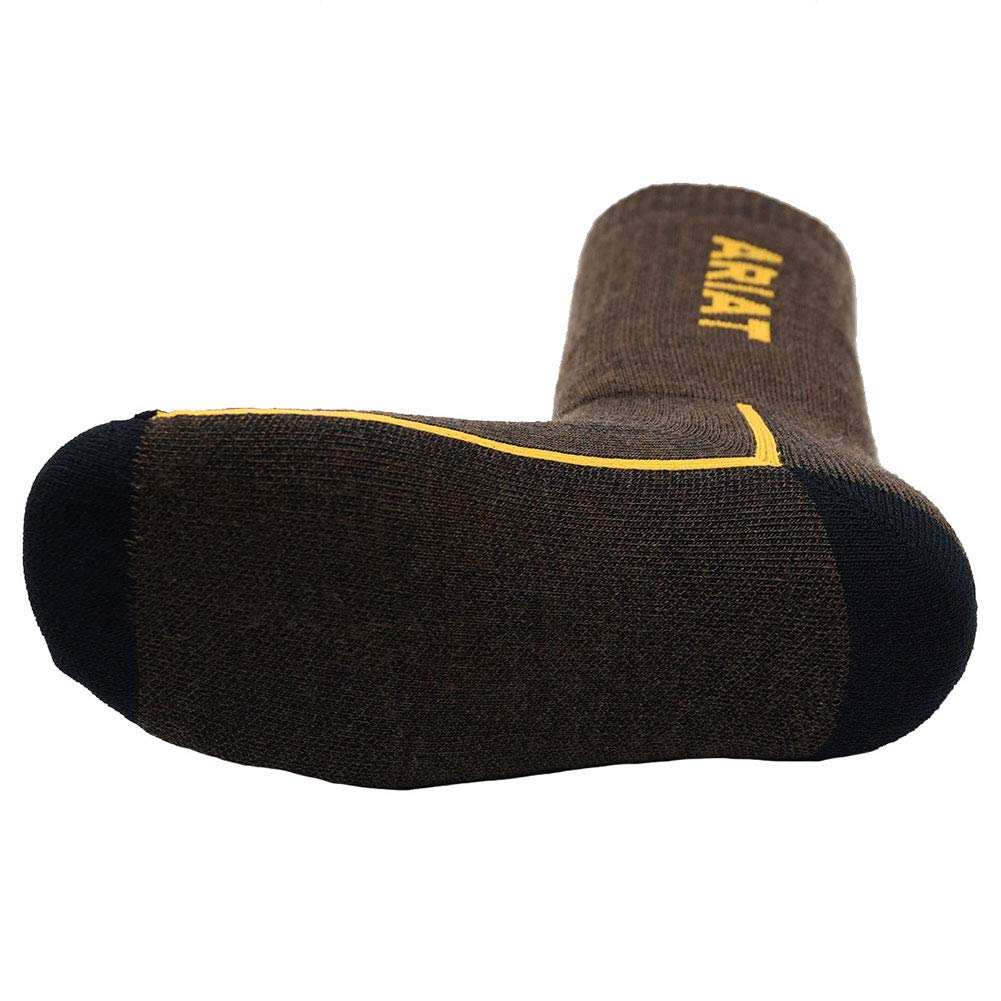 ARIAT Unisex Heavyweight Performance Merino Blend Mid Calf Socks, Brown, X-Large