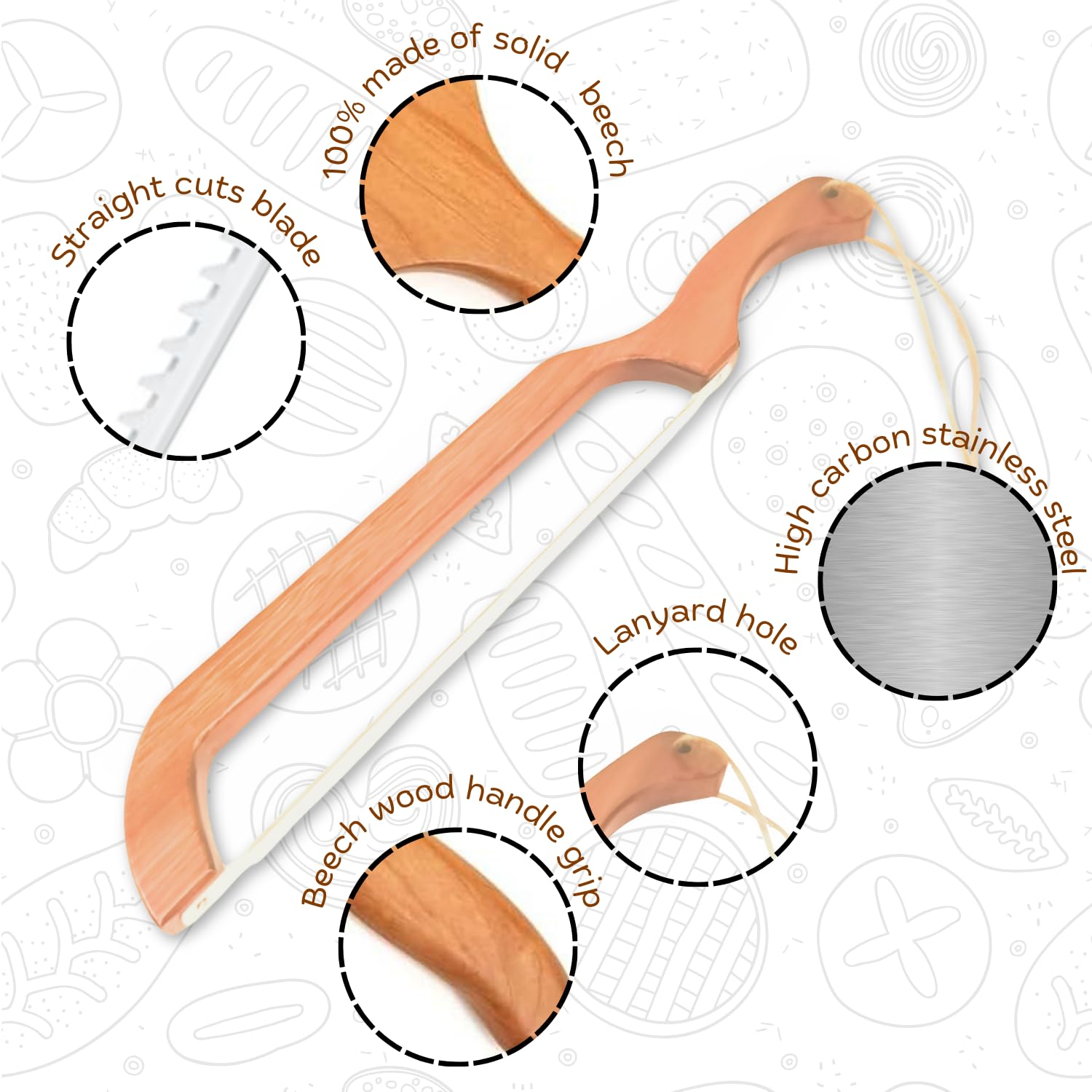 Bread Knife, Bread Bowl Knife - Premium Stainless Steel 15.7" Serrated Bread Knife for Homemade Bread - Suitable for Sourdough Bread, Bagels