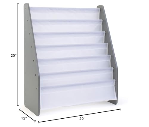 Humble Crew Kids Super Sized Bookshelf 6 Tier Book Rack Organizer, Grey/White & Grey/White Toy Organizer, 9 Bin Storage, 24" Tall