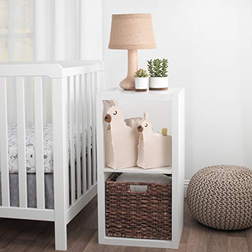 NoJo White Felt Llama Shaped 2Piece Nursery Storage Caddy Set, White, Tan