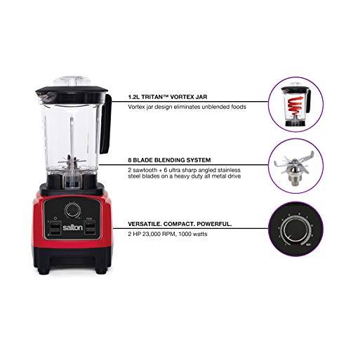 Salton Compact Power, Red Blender, 1.2 Liters (BL1638R)