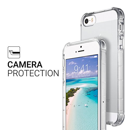 ULAK iPhone SE Case Clear (2016 Edition), iPhone 5s case, iPhone 5 case, Clear Slim Fit 5/5S/SE Case with Transparent Flexible Soft TPU Bumper Shock-Absorption Cover -Retail Packaging - HD Clear