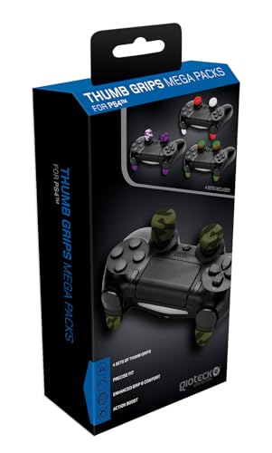 Gioteck TGMP - Thumb Grips for PS4 - Megapack Protection/Caps/Caps for Joystick PlayStation 4 - Non-Slip - Aid to Sight - PS4 Controller Protector (Pack of 4)