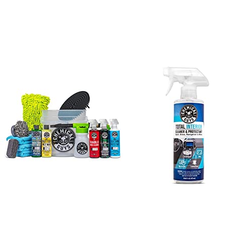 Chemical Guys HOL126 14-Piece Arsenal Builder Car Wash Kit with Foam Gun, Bucket and 16 oz Car Care Cleaning Chemicals & SPI22016 Total Interior Cleaner and Protectant, 16 fl oz