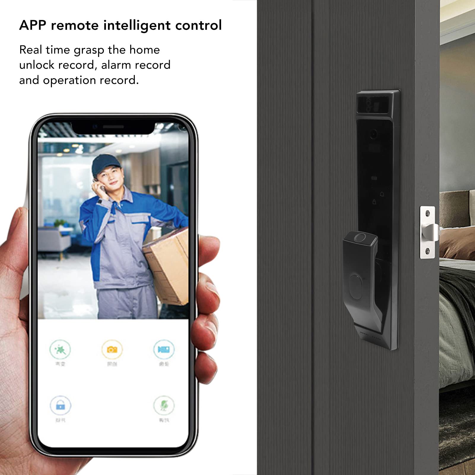 Asixxsix WiFi Smart Lock, Fingerprint Keyless Entry Door Lock App Remote Control Face Recognition Card Password Visual Viewer Electronic Deadbolt with Alarm Security Door Lock for Apartment
