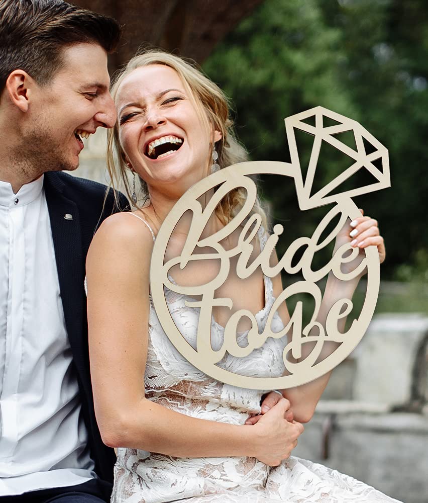 Large Bride To Be Diamond Wooden Sign 15.74'' x 12.99'' Wedding Party Photo Booth Props Bride To Be Sign for Bridal Shower Decorations Front Door Hanger Decor for Bachelorette Wedding Party Supplies