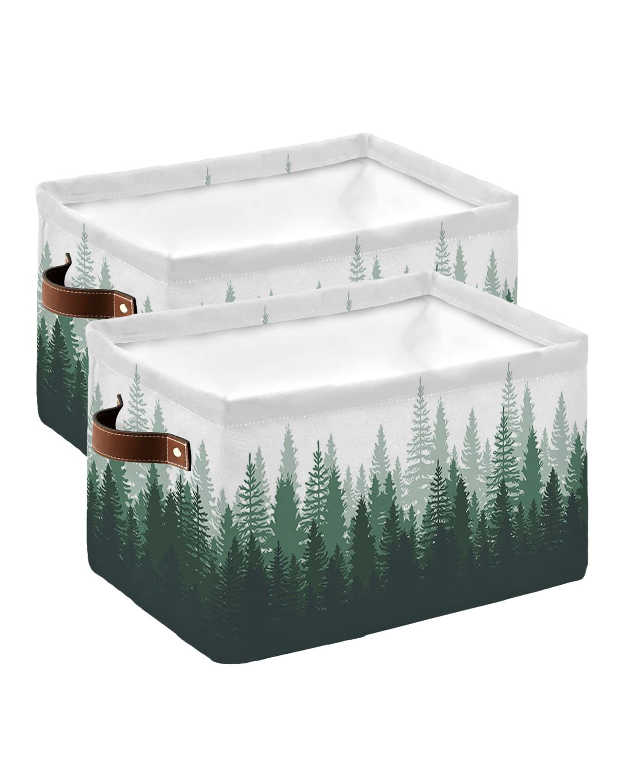 Large Storage Baskets Bins 2 Pack Green Ombre Collapsible Storage Box Laundry Organizer for Closet Shelf Nursery Kids Bedroom Primeval Forest Modern Abstract Art Aesthetics