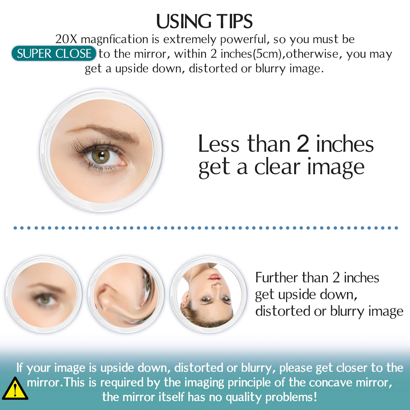 B Beauty Planet 5Inch, 20X Magnifying Mirror with Three Suction Cups, Use for Makeup Application, Tweezing, and Blackhead/Blemish Removal.