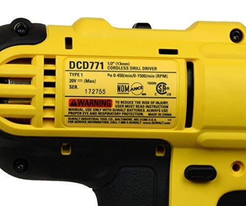 Dewalt DCD771B 20V MAX Cordless Lithium-Ion 1/2 inch Compact Drill Driver - Bare Tool (Renewed)