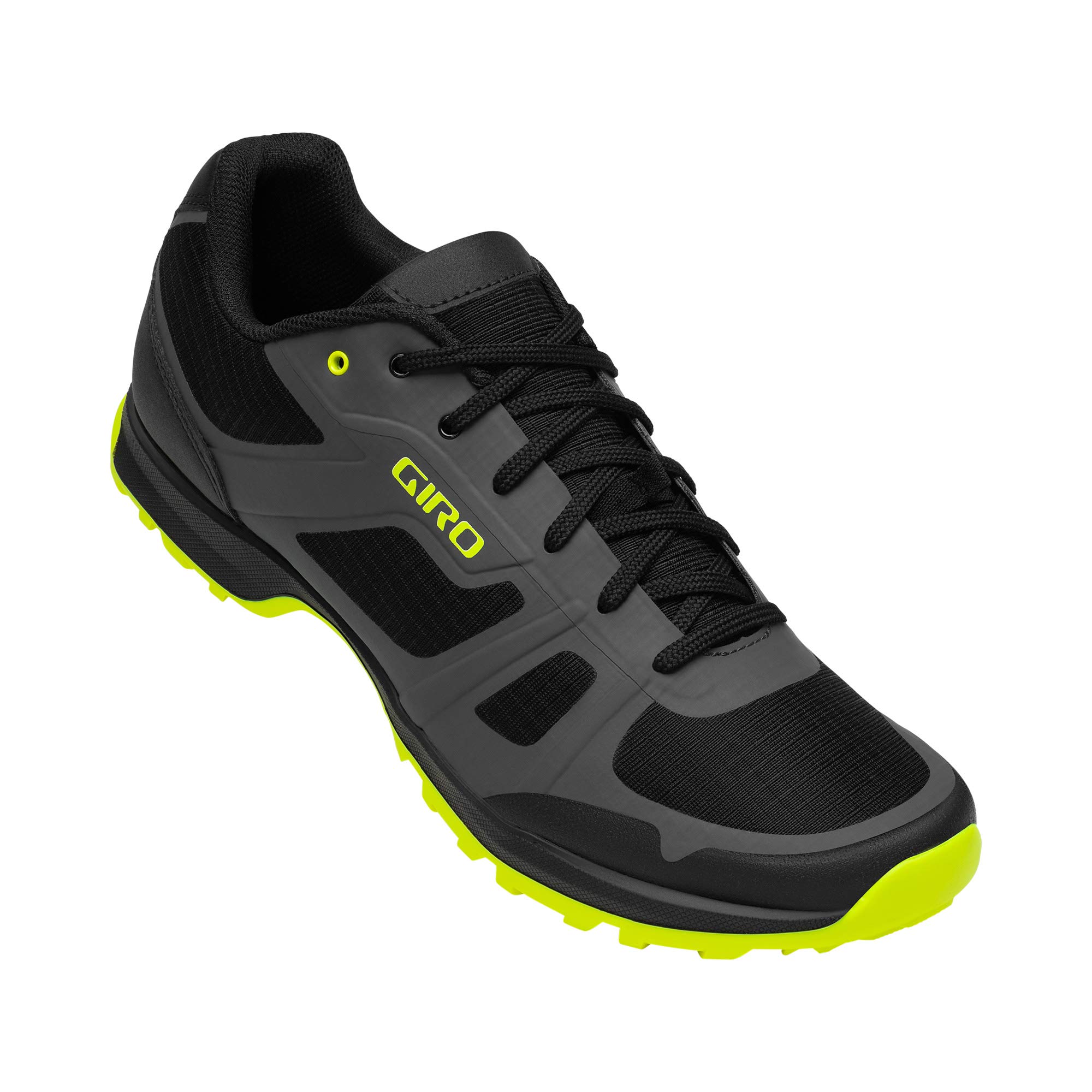 Giro Gauge Men Clipless Mountain Bike Shoes - Dark Shadow/Citrine Green Cover (2020), 45