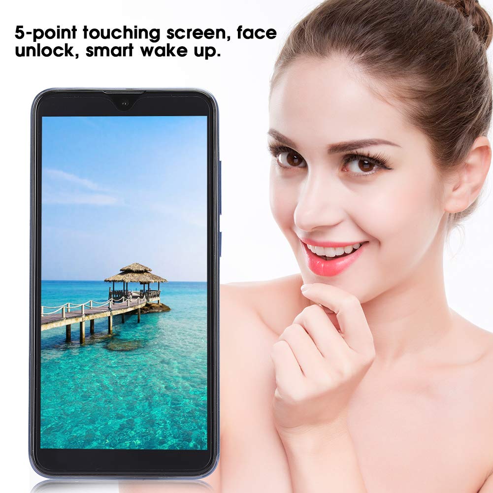Bewinner1 Full Screen Smartphone, 6.1-inch MTK6580P Quad-core Face Unlock Dual Card Dual Standby Android Mobile Phone Intelligent Unlocked Cell Phones 5-Point Touching Screen Smart Wake Up(Blue)