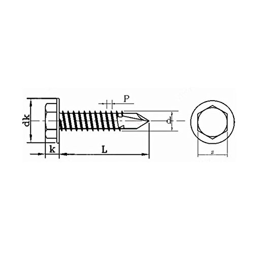 Stainless #8 Hex Washer Head Self Drilling Sheet Metal Tek Screws with Drill Point(1/2" to 2-1/2" Lengths),100 Pieces (#8 x 3/4"(M4.2 x 19mm))