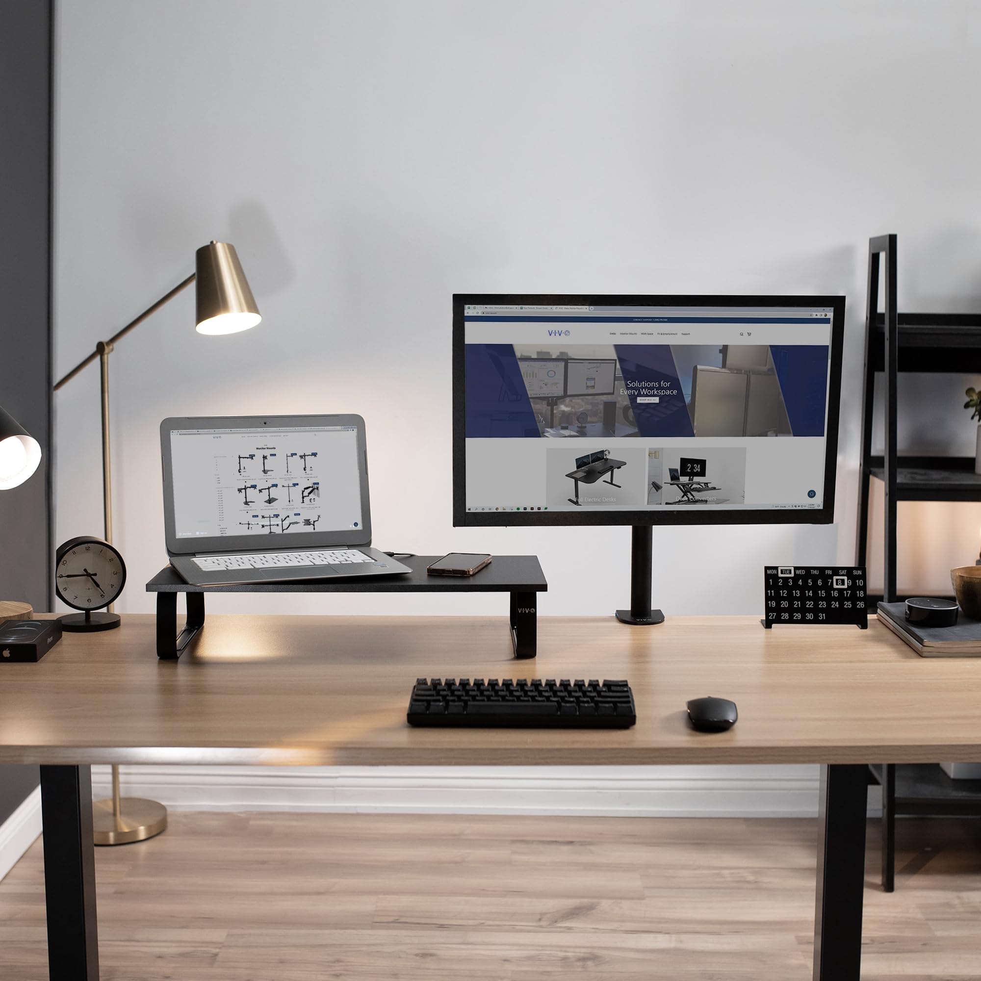 VIVO Monitor and Laptop Stand, 24 inch Desktop Riser, Black, STAND-V000D