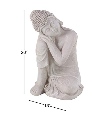 Deco 79 Magnesium Oxide Buddha Decorative Garden Sculpture Indoor Outdoor Meditating Garden Statue, Outdoor Sculpture 13" x 13" x 20", Gray