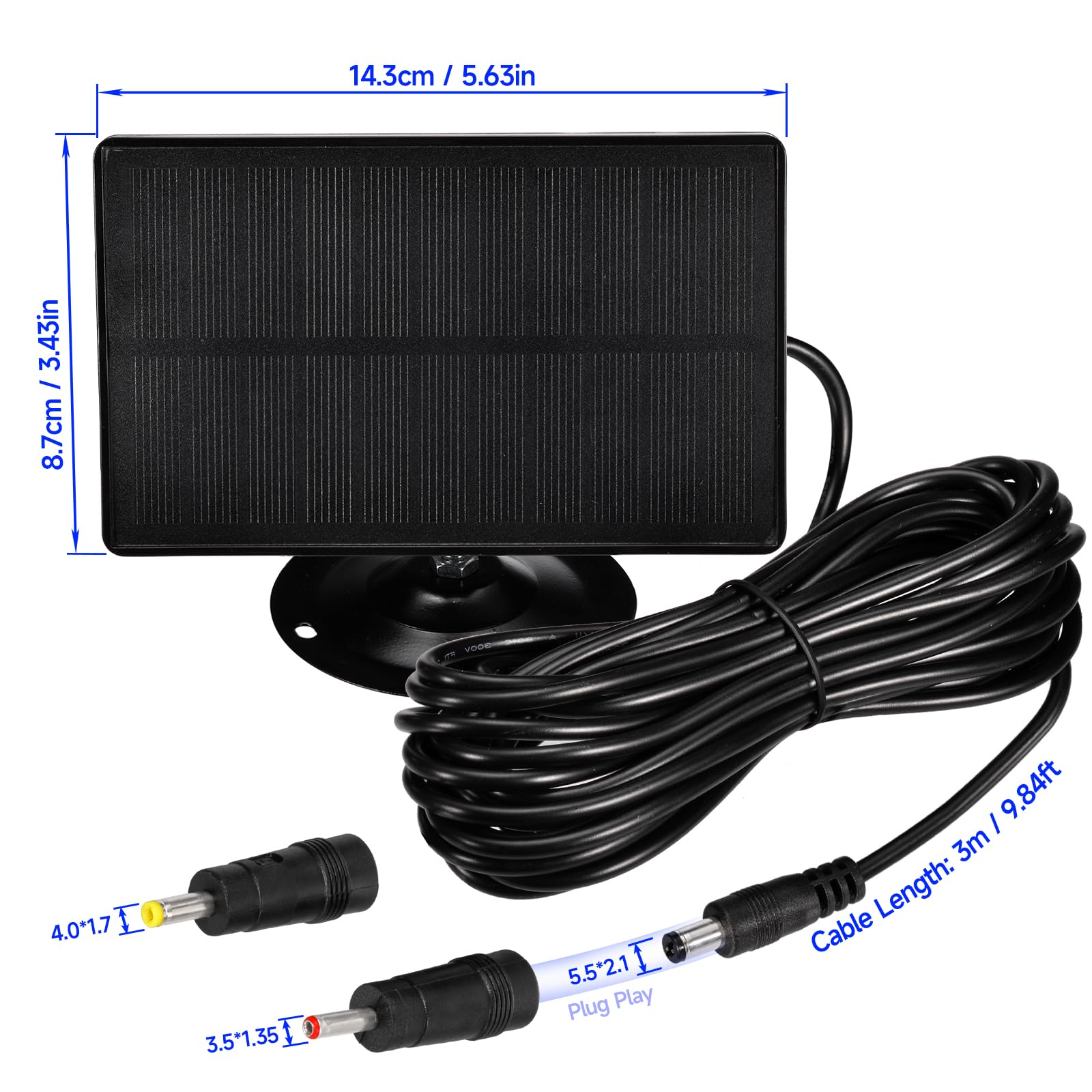 Bingfu Trail Camera 4W [9V] Solar Power Panel Charger Kit Battery Pack 1200mAh Solar Panel with Bracket Fits Most Wireless 4G LTE Cellular Hunting Game Cam Camera Deer Feeder
