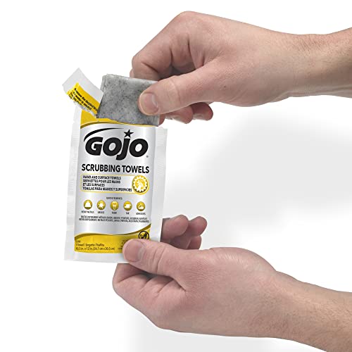 GOJO Scrubbing Towels, Citrus Scent, 80 Count Individually Wrapped Extra-Large Textured Wet Towels in a Counter Display Box (Case Includes 4 Display Boxes) – 6380-04