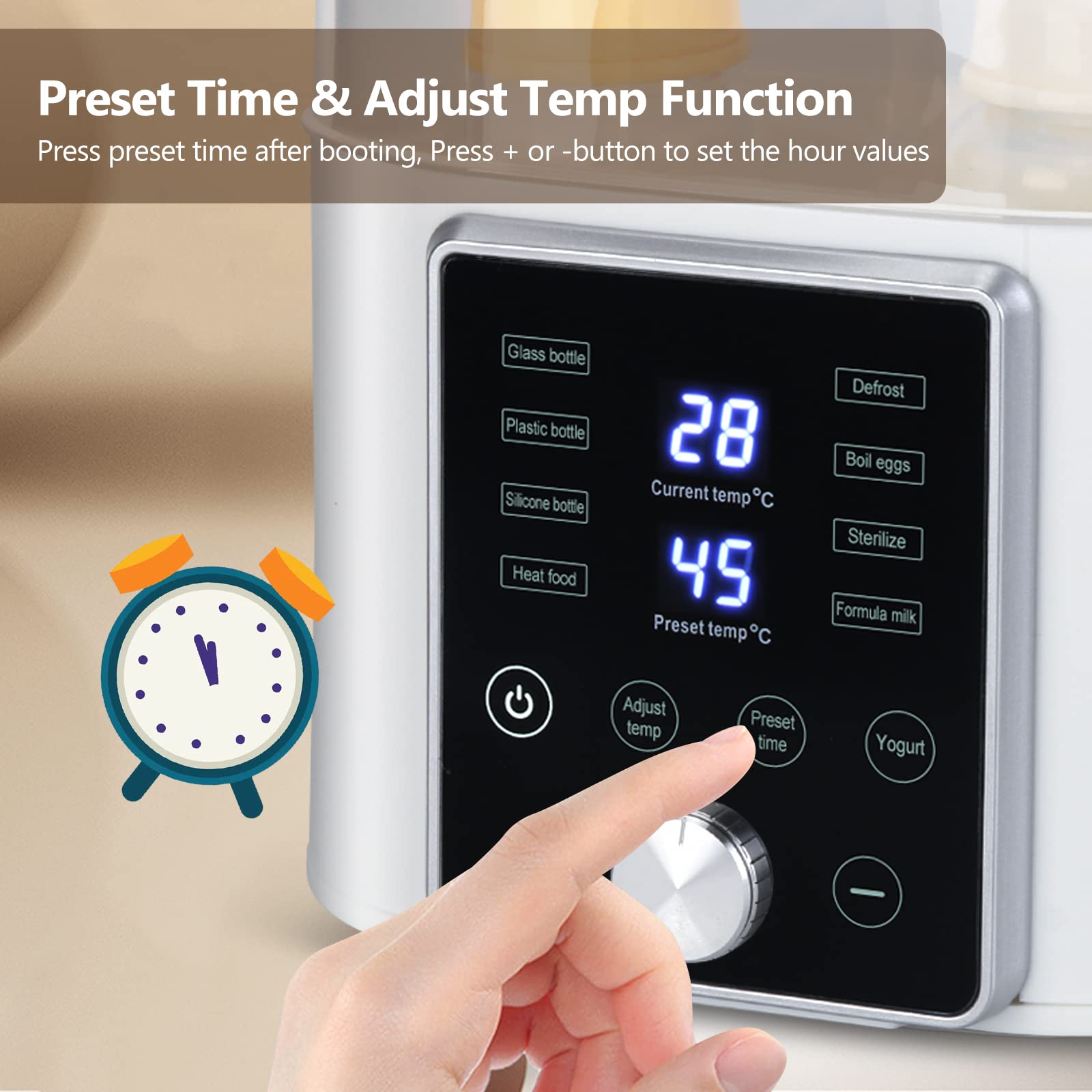 Baby Bottle Warmer, 8-in-1 Bottle Warmer for Breastmilk or Formula with Smart Temperature Control & Timer, Fast Baby Food Heater&Defrost Without Any Losing Nutrition