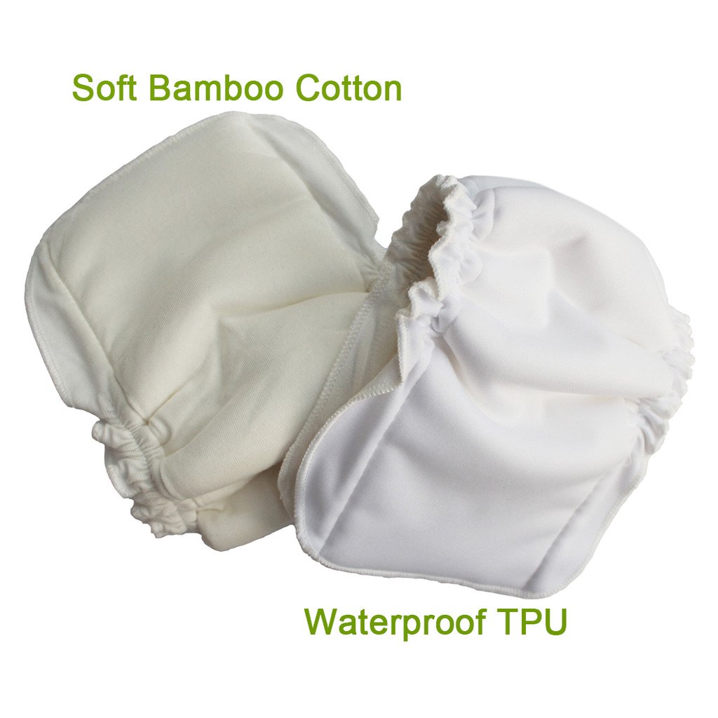 Vlokup Baby Waterproof Cloth Diaper Inserts 5 Layer with Gussets, 12 Pack, for Newborn Toddler Kids, Nature Bamboo Cotton Nappy Liner for Pocket Diaper, Reusable Washable Absorbent with Wet Bag
