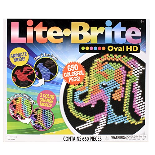 Lite Brite Oval High Definition - Light Up Toy β 650 Mini Pegs, 8 HD Design Templates, Great Gift for Girls and Boys Ages 6+