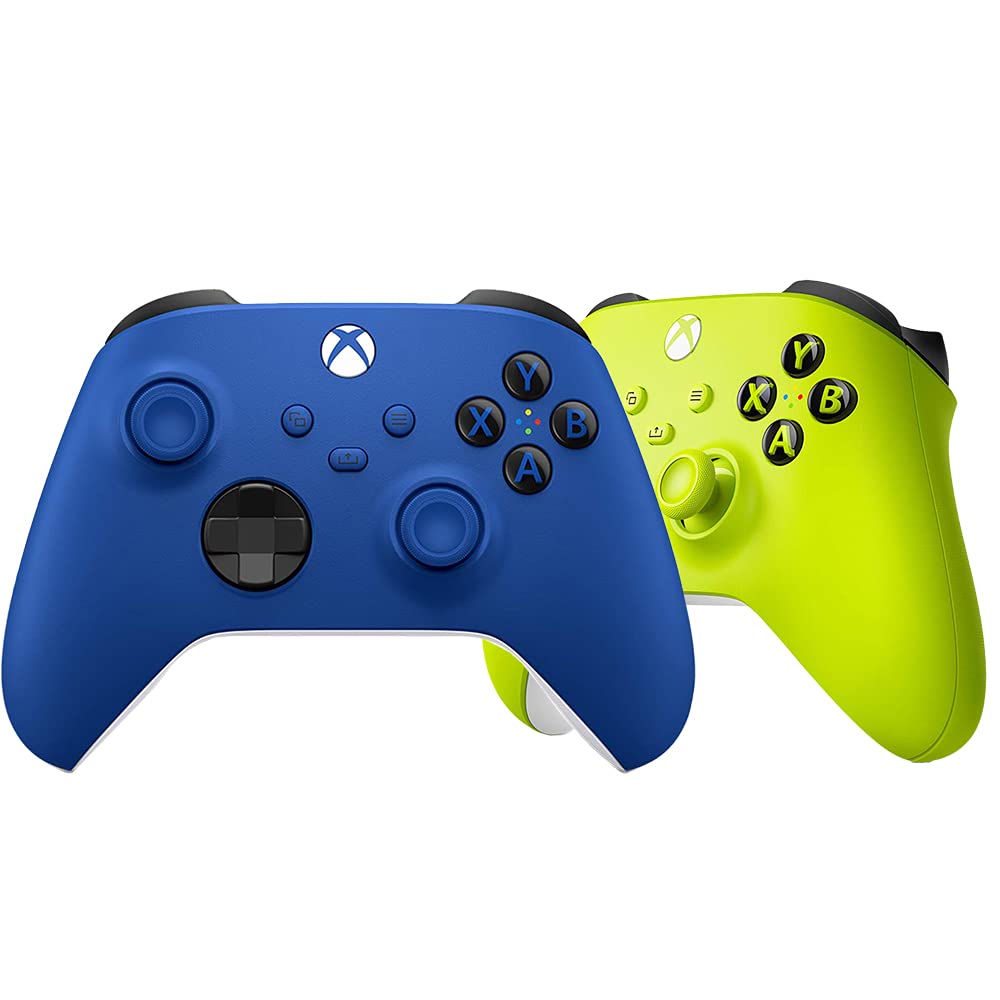 Microsoft QAU-00001 Xbox Wireless Controller Shock Blue Bundle with Wireless Controller for Xbox Series X/S - Electric Volt
