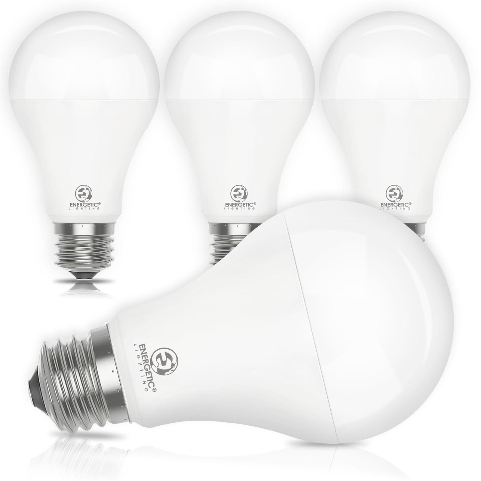 E ENERGETIC LIGHTING 4 Pack Dimmable A21 LED Bulb, 150 Watt Equivalent, Daylight 5000K, 2600LM Super Bright Light Bulbs, E26 Standard Base, Damp Rated, UL Listed