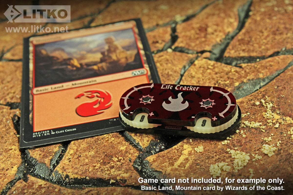 LITKO Life Counter Wheel | Point Tracker Dial | 0-99 | Compatible with Magic: The Gathering | Mountain (Red)