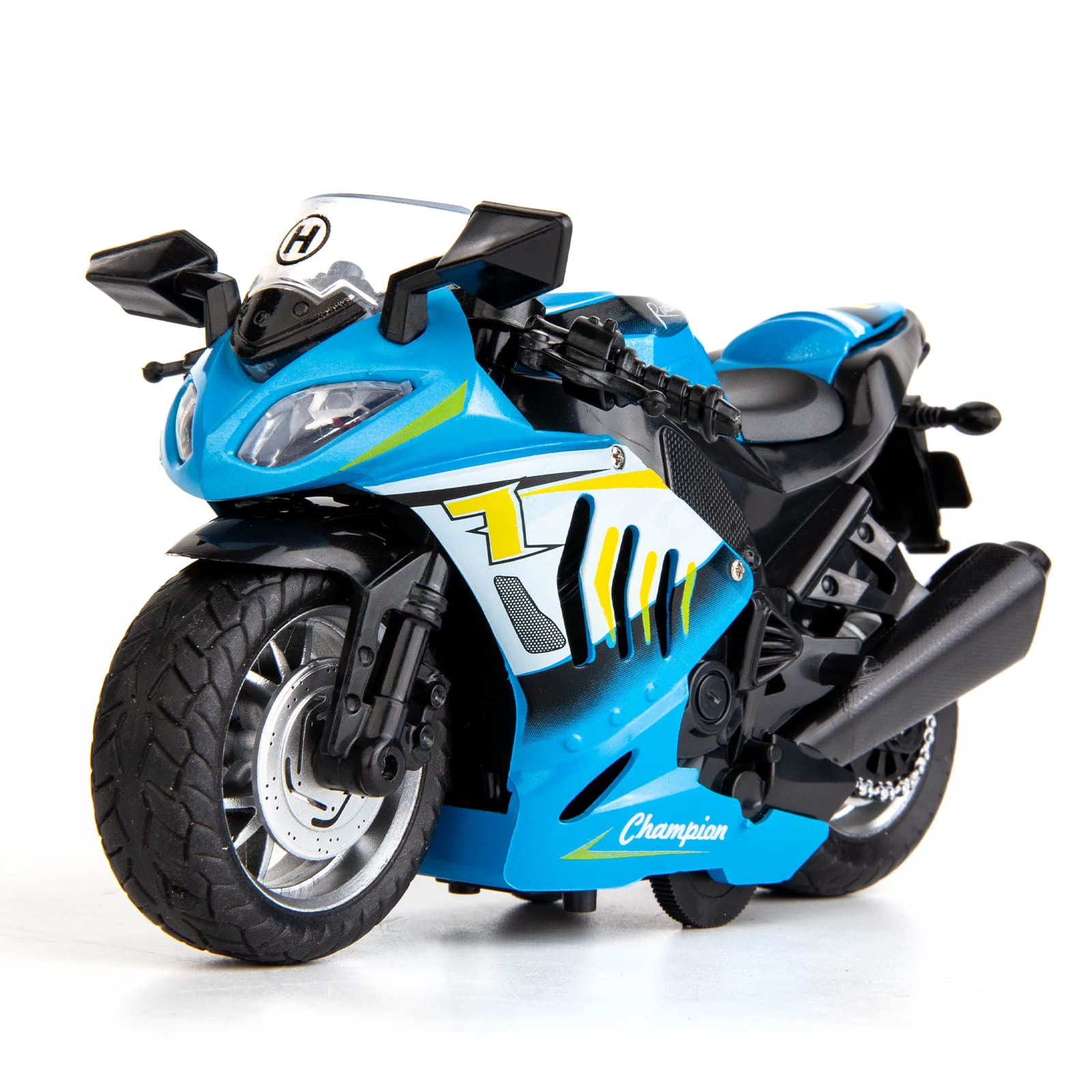 BDTCTK Compatible for 1:12 Kawasaki Motorcycle Model, DieCast Mini Toy Motorcycle, Pull Back Toy Cars with Sound and Light, Motorcycle Collection for Boys Kids,Gift Blue