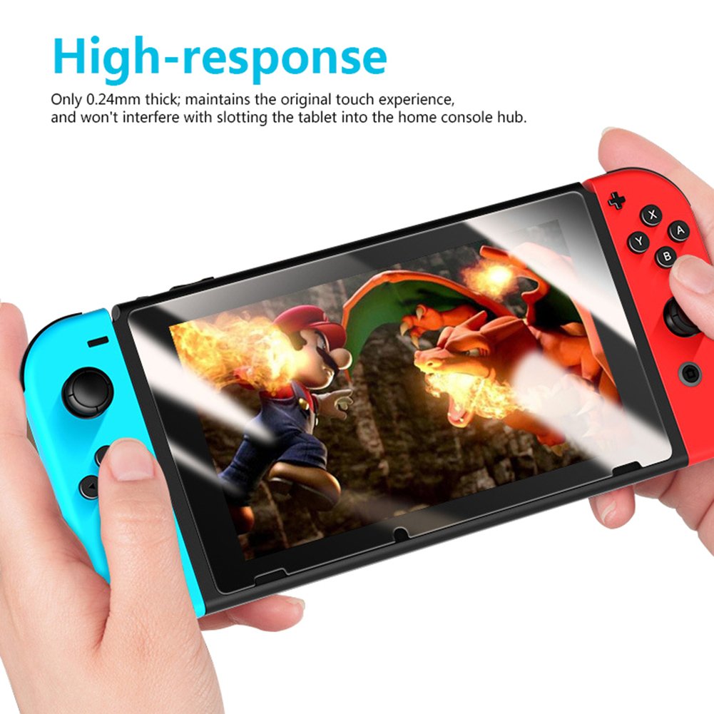 Glass Screen Protectors for Nintendo Switch Console 9H HD Tempered Glass Anti-Scratch Anti-Fingerprint Bubble Free with Cleaning kit