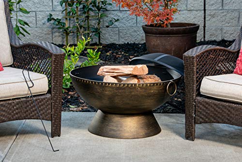 Bond Manufacturing 52117 Aramis 30" Round Wood Burning Steel Fire Pit, Brushed Bronze