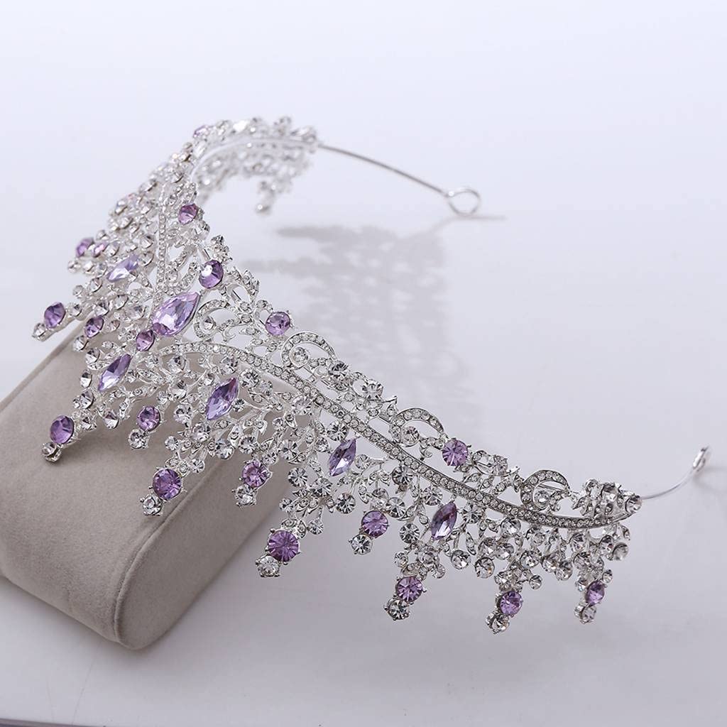 Birthday Party Queen Tiaras Crowns for Women Lavender Shiny Gothic Wedding Anniversary Headbands,4