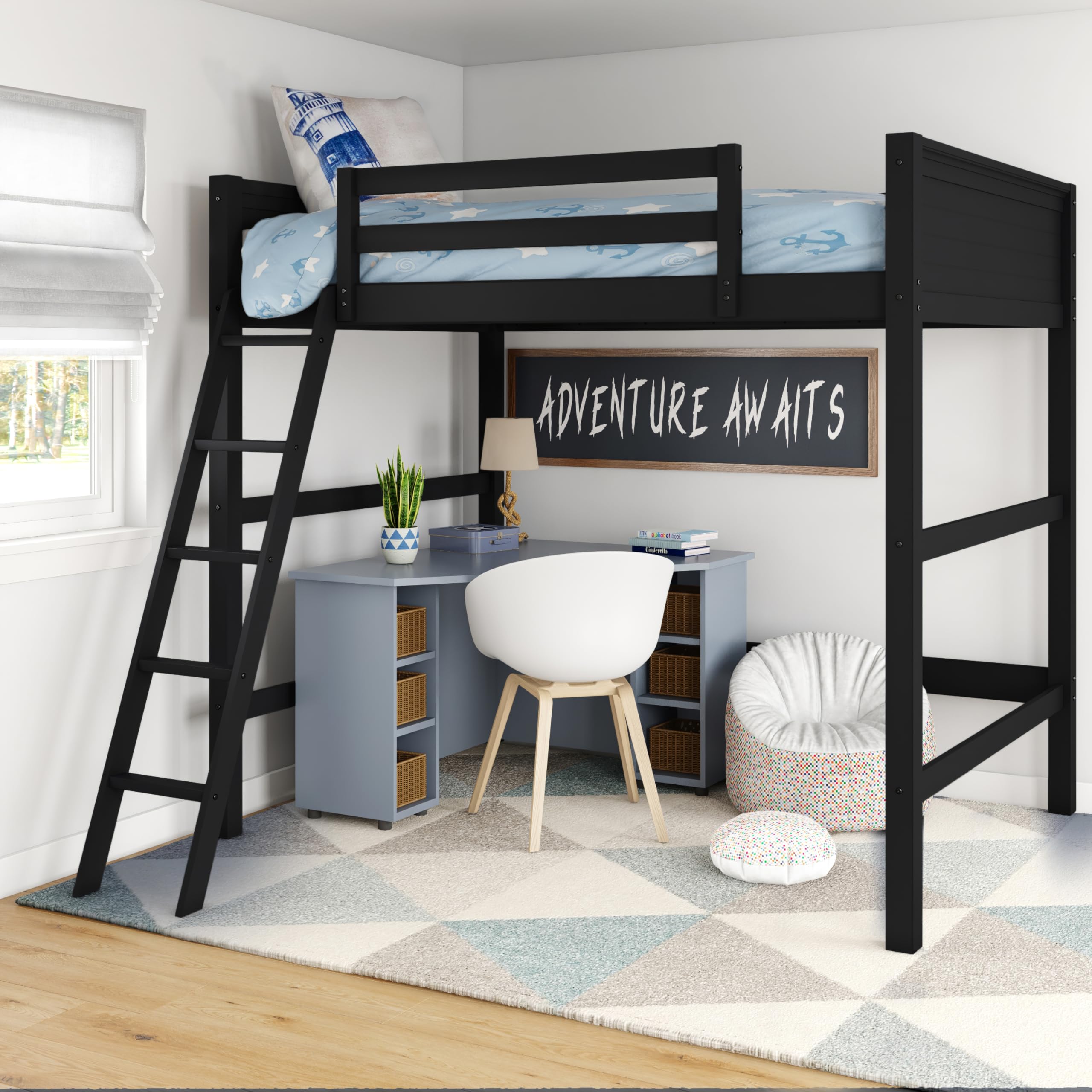 DHP Denver Full Size Loft, White bed